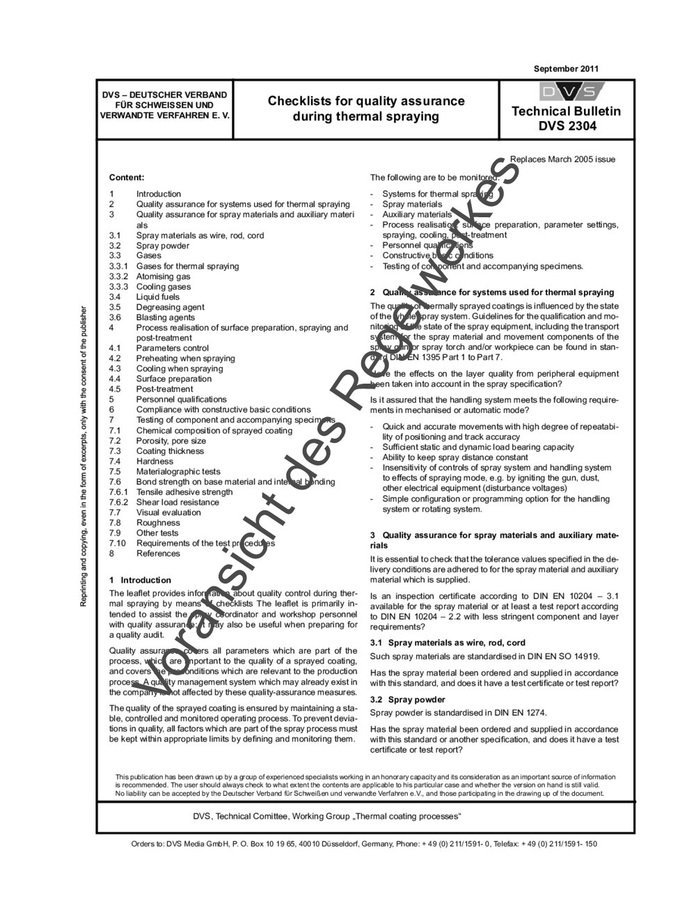 Technical Bulletin DVS 2304 (09/2011) / Thermal spraying and thermally sprayed coatings - DVS ...